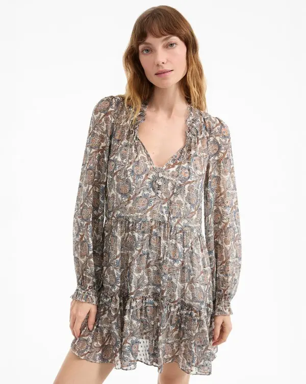 Veronica Beard Charles Silk Mini Dress - Dove Multi