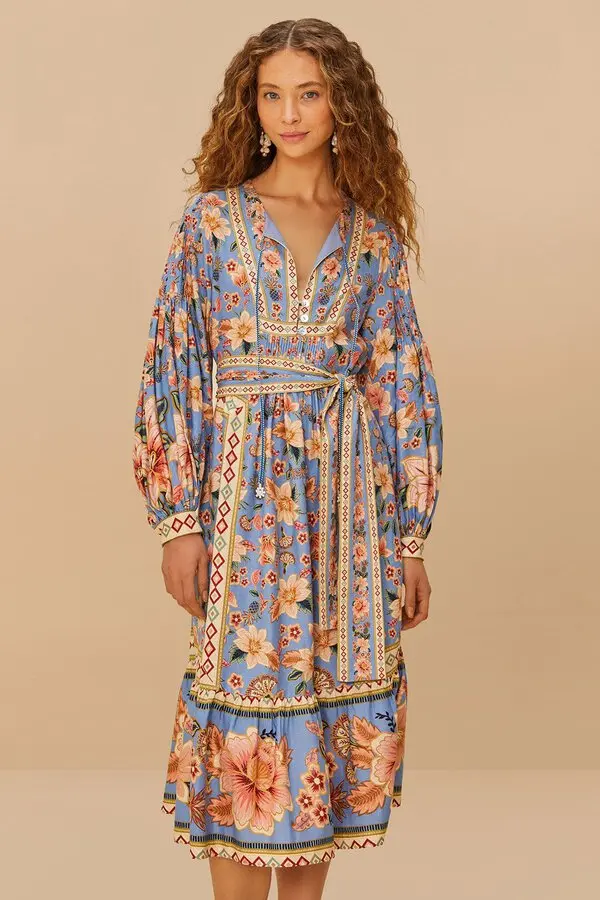 Farm Rio Floral Tapestry Midi Dress