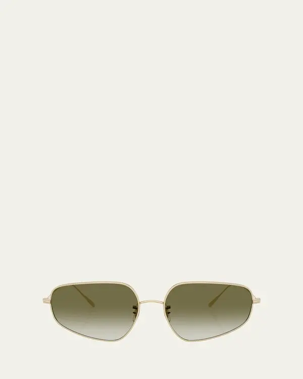 Oliver Spencer Rectangular Metal Sunglasses - Gold2
