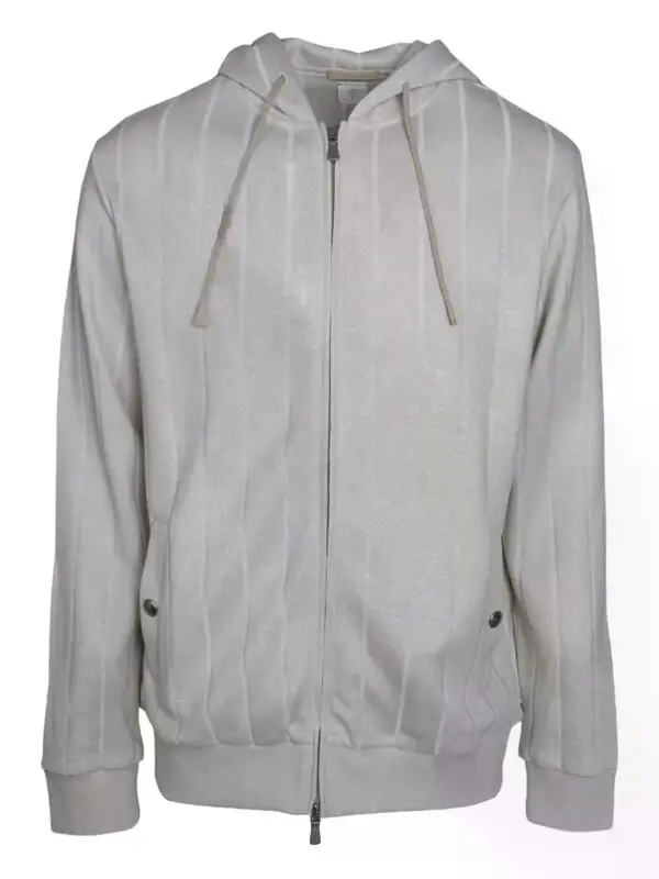 Eleventy Striped Zip-up Hoodie
