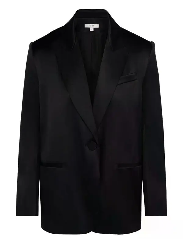 THE SEI Satin Single-breasted Blazer - Black