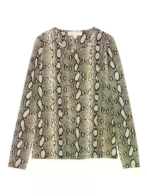 Michael Kors Snakeskin-print Long-sleeved T-shirt