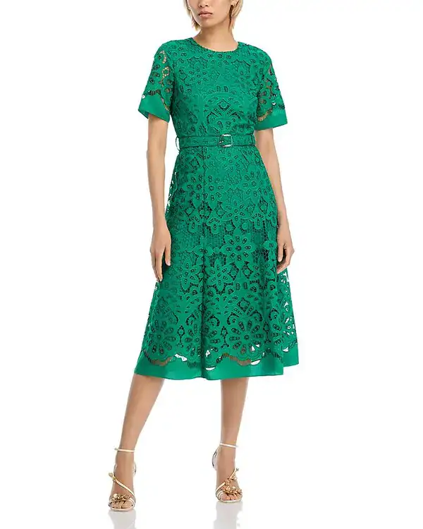 Elie Tahari The Gaia Lace Dress In Jade - 77% Off | Editorialist