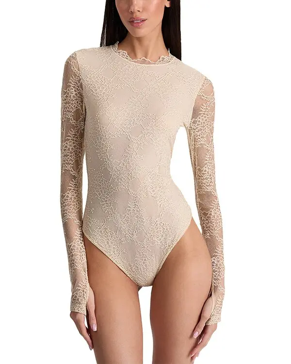Alice + Olivia Taeyn Lace Bodysuit - Biscotti