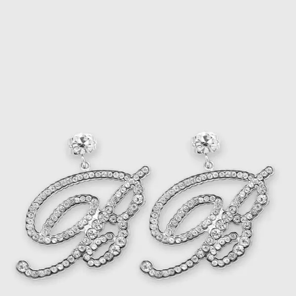 Blumarine Rhinestone Monogram Earrings - Silver/crystal