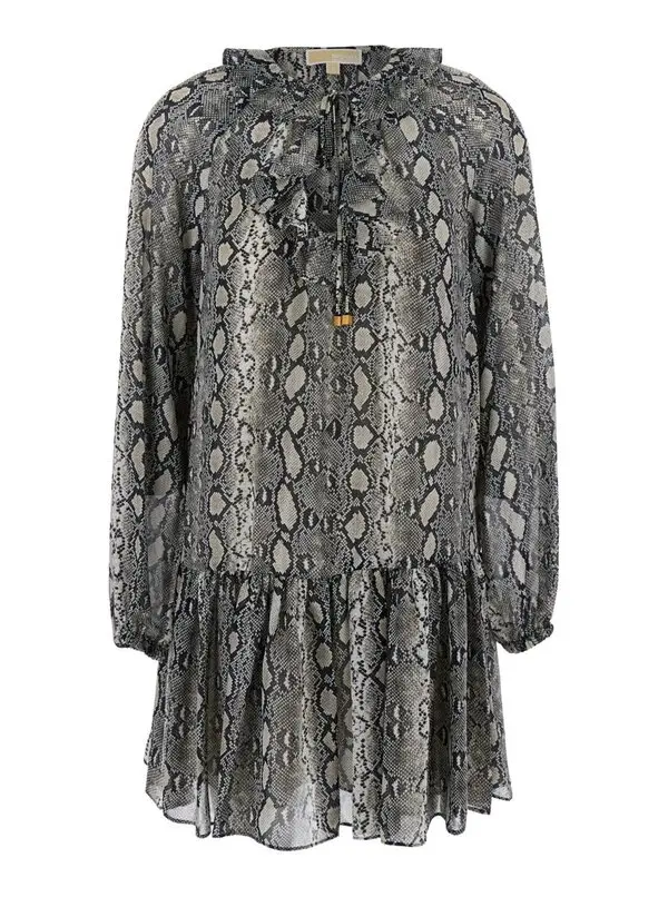 Michael Kors Crewneck Mini Dress With Snakeskin Print