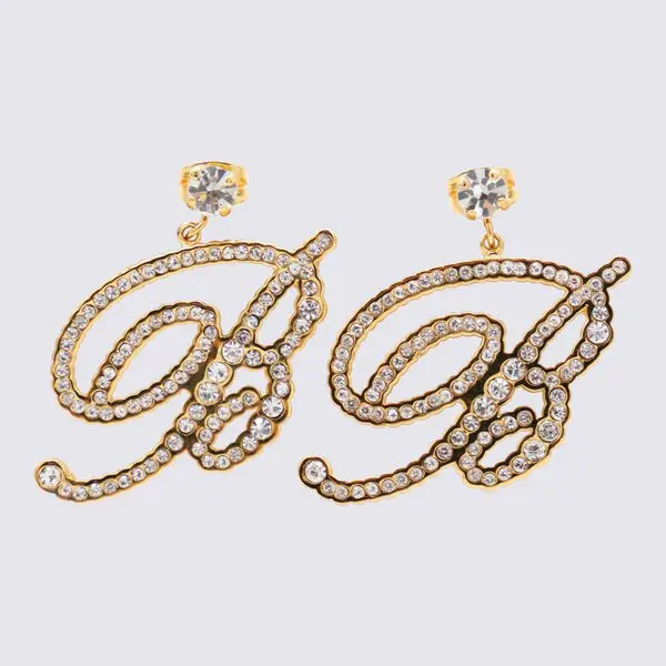 Blumarine Rhinestone Monogram Earrings - Gold/crystal