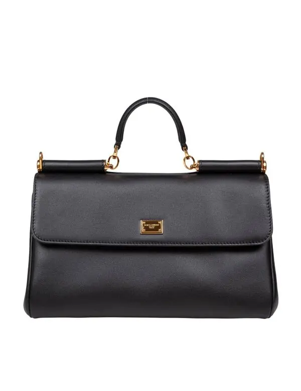 Dolce & Gabbana My Sicily Handbag In Plongé Calfskin - Black