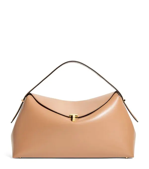 TOTÊME Large Leather T-lock Top-handle Bag - Brown