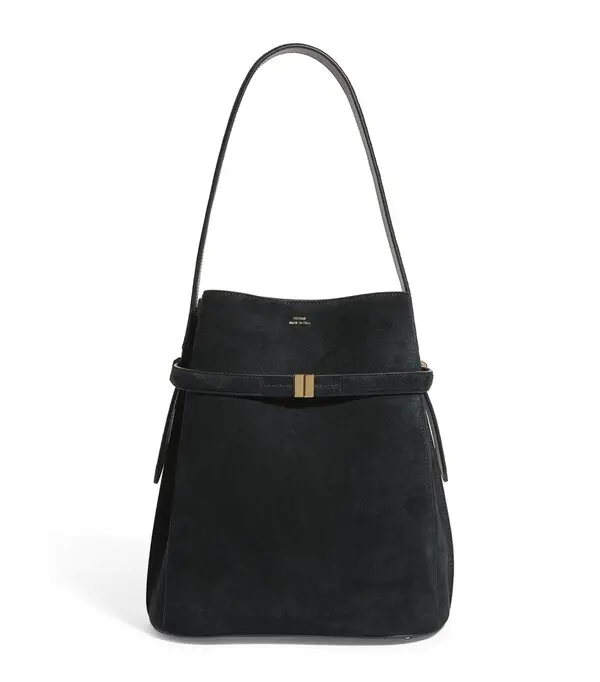 TOTÊME Suede Bucket Shoulder Bag - Black