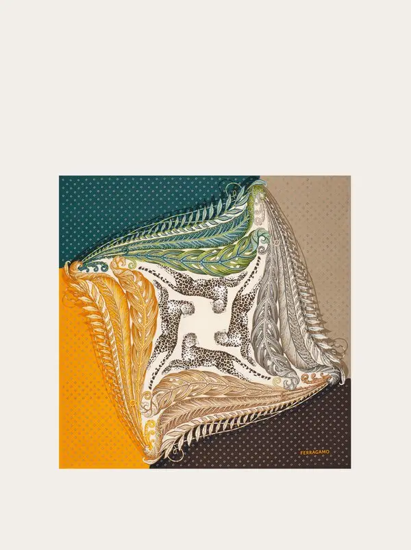 FERRAGAMO Madras Print Silk Foulard - Green