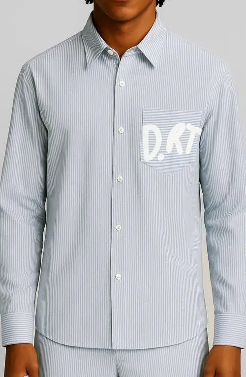 D.RT Stripe Button-up Cotton Blend Oxford Shirt