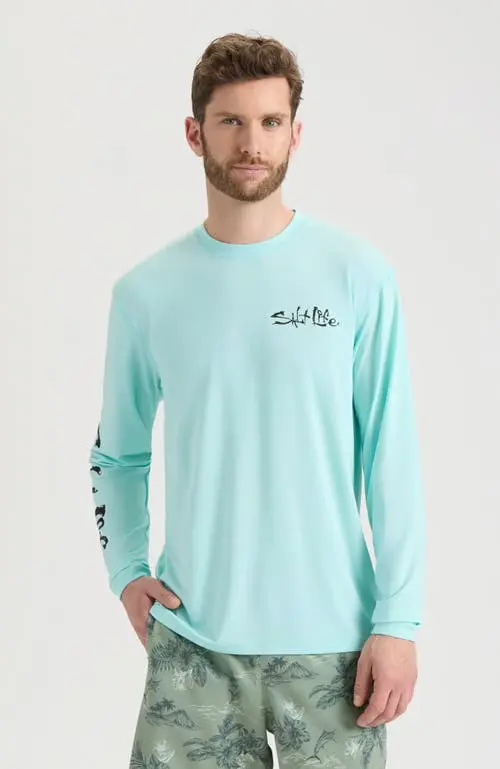 SALT LIFE Big Tuna Long Sleeve Performance Tee - Light Aruba Heather