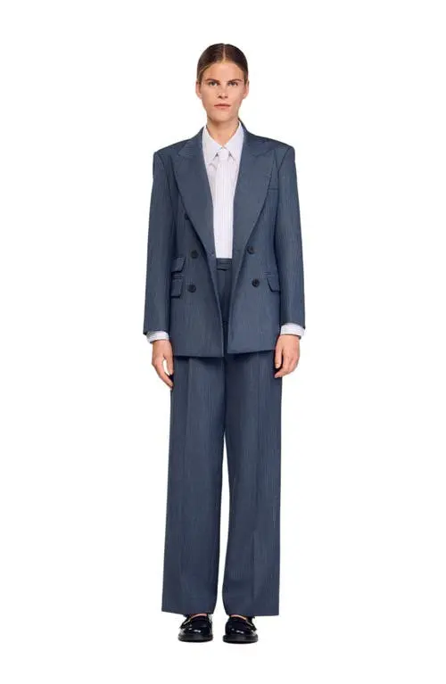 Sandro Striped Tailored Jacket - Blue