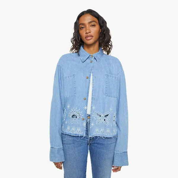MOTHER The Roomie Denim Shirt - Blue