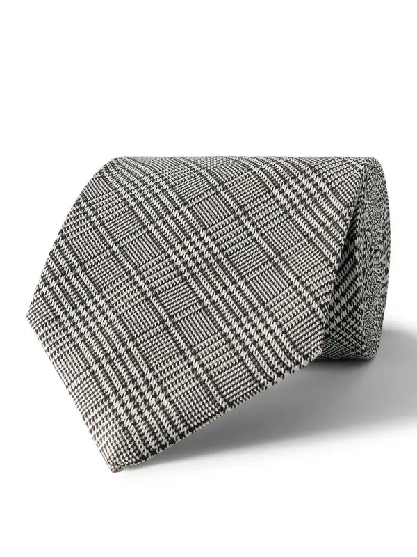 TOM FORD 9cm Prince Of Wales Silk Neck Tie - Gray