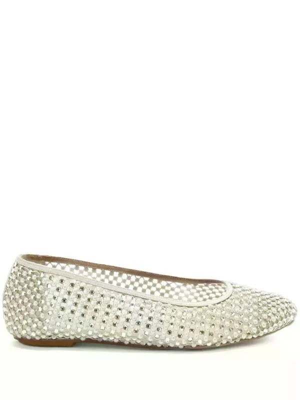 GENNY Crystal-embellished Ballet Flats - White