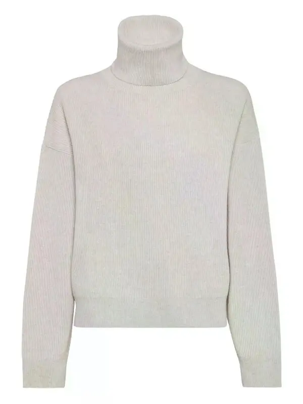 Brunello Cucinelli Ribbed Turtleneck Sweater - Neutrals