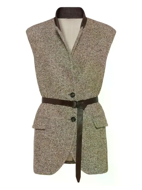 Brunello Cucinelli Flecked Textured Vest - Brown