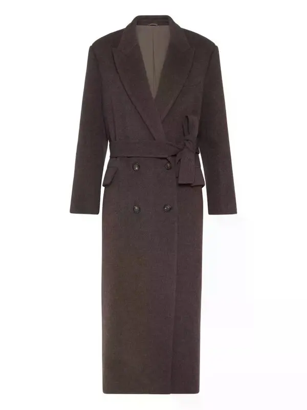 Brunello Cucinelli Double-breasted Belted Coat - Brown