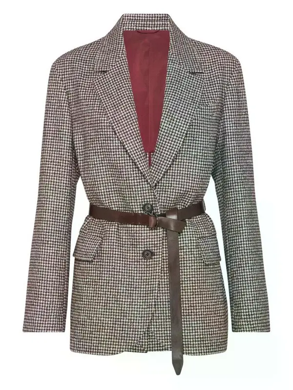 Brunello Cucinelli Houndstooth Belted Blazer