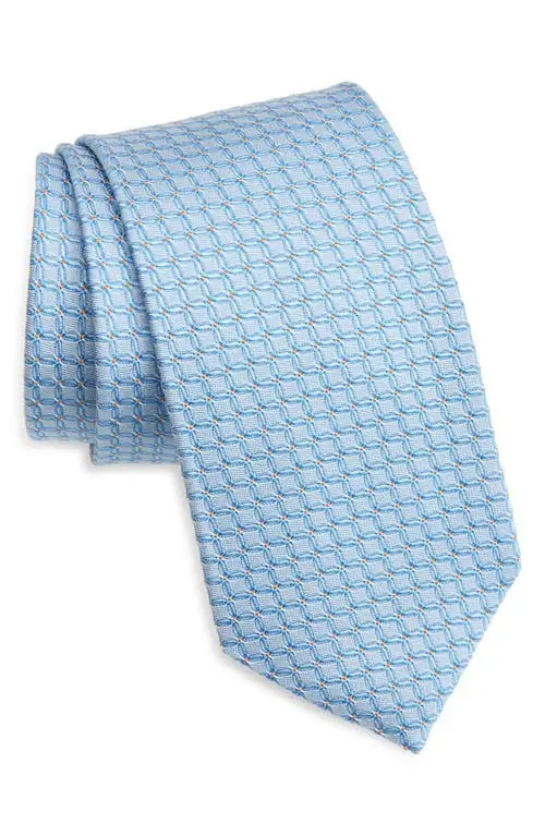 David Donahue Patterned Silk-cotton Neck Tie - Sky
