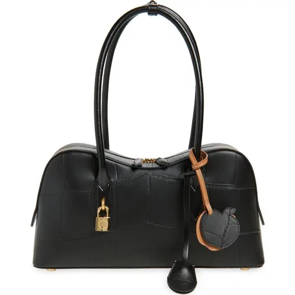 Stella McCartney Ryder Croc Embossed Shoulder Bag