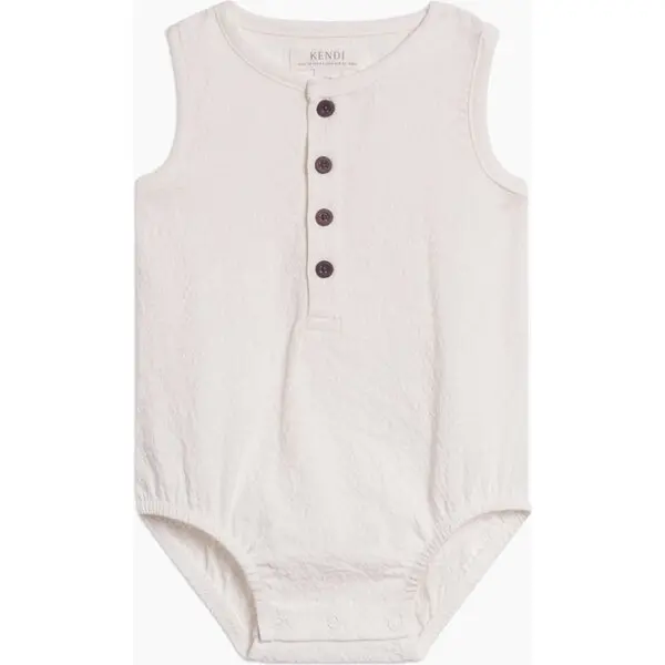 COLORED ORGANICS Wren Organic Seersucker Tank Bubble Romper - Coconut