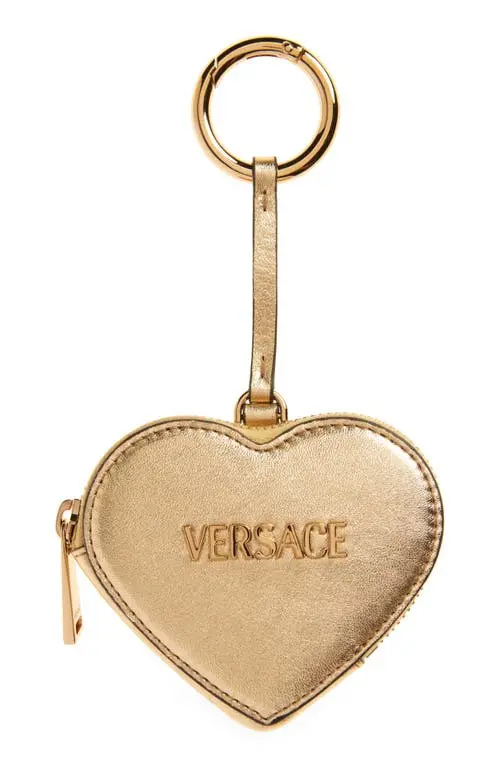Versace Logo Heart Leather Coin Purse Charm - Mekong Gold Versace