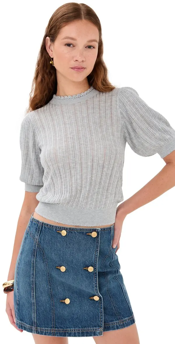 Ulla Johnson Gemma Short Sleeve Knit Top - Slate