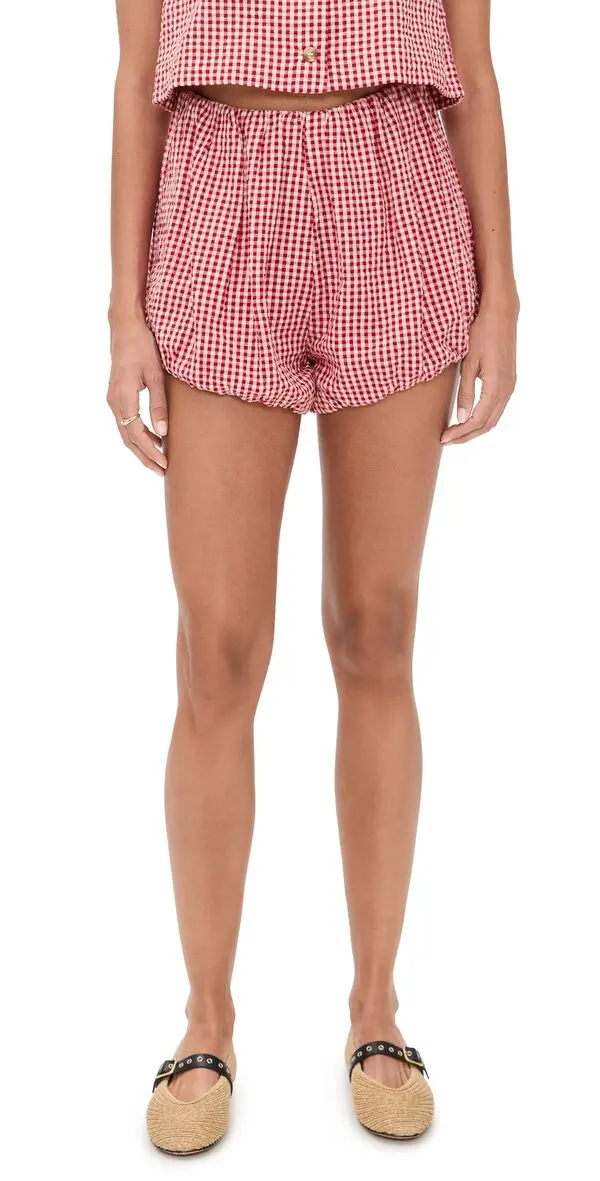 Posse Aurelia Gingham Shorts - Red Gingham