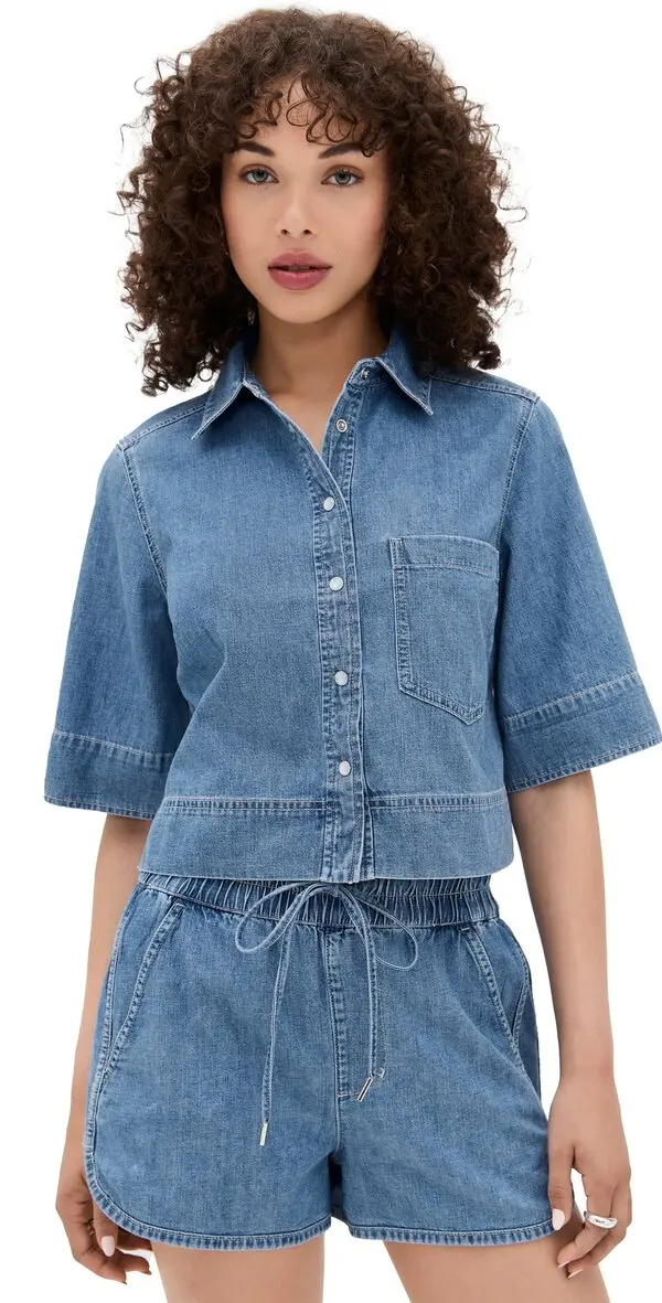 Veronica Beard Denim Button Down Shirt - Amethyst Frost