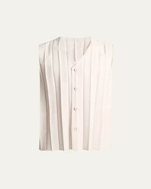 Issey Miyake Pleated Vest - Beige