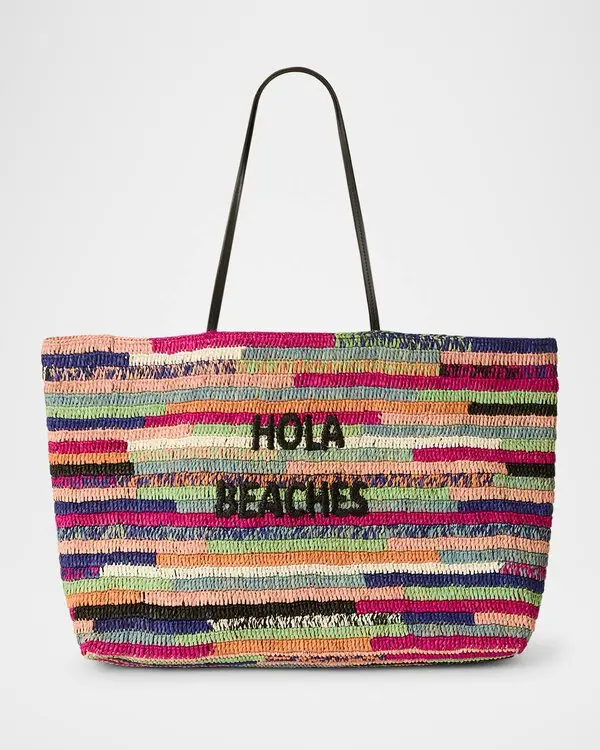 BTB LOS ANGELES Straw Tote Bag - Blk/mnt Rnbw