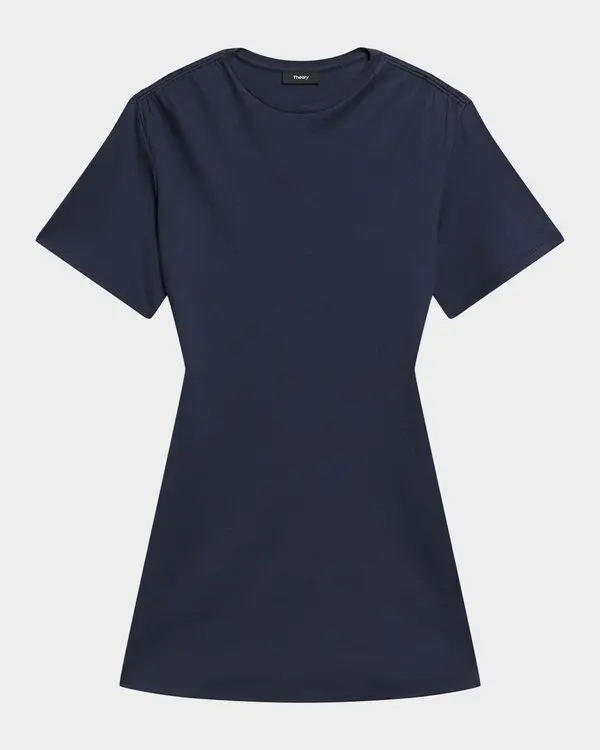 Theory Gathered Shoulder T-shirt Mini Dress - Nocturne Navy