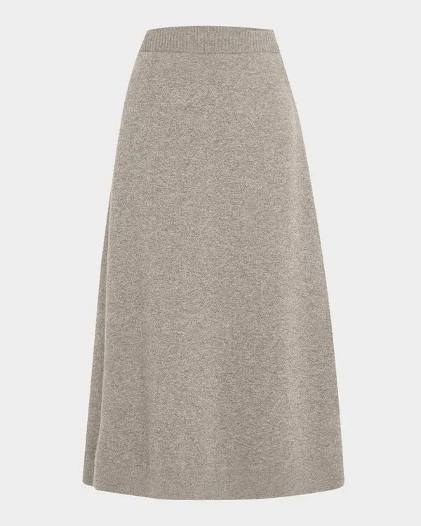 Brunello Cucinelli Cashmere Knit A-line Midi Skirt - Cft47 Rustic