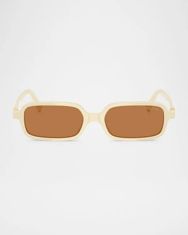 Miu Miu Mu 11zsf Rectangle Sunglasses - Brown