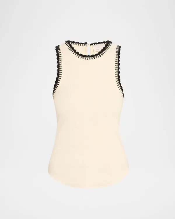 Cinq À Sept Lizzie Crochet-trim Tank Top - Gardeniablack