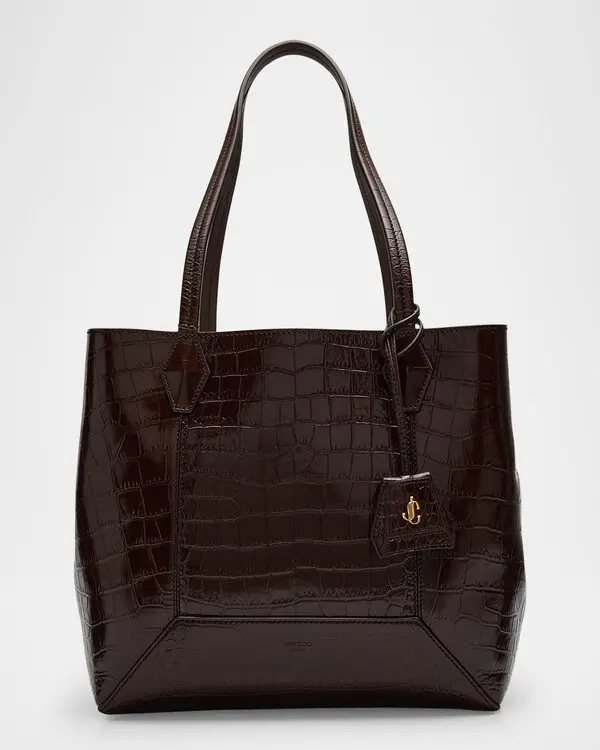 JIMMY CHOO Diamond Medium Croc-embossed Hobo Bag