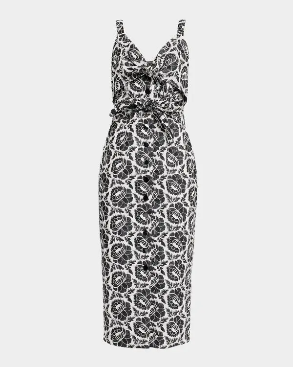 TOCCIN Gia Floral-embroidered Midi Dress