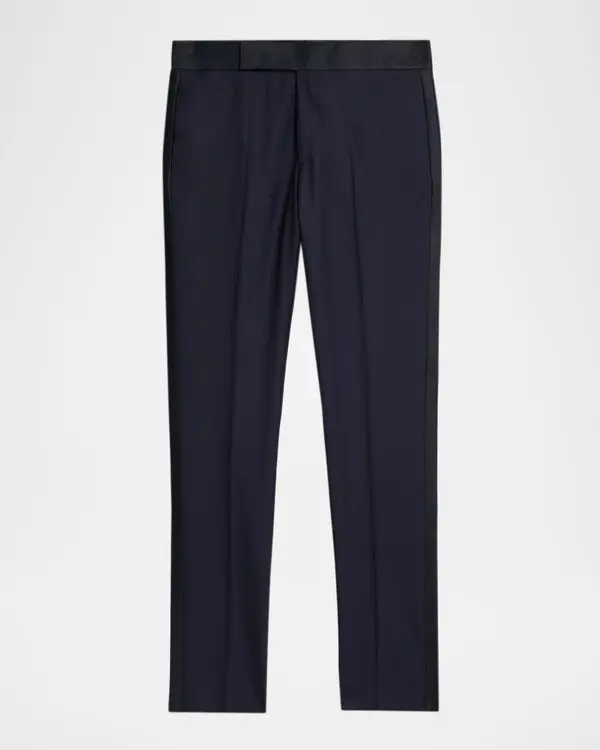 Giorgio Armani Wool Formal Pants With Satin Trim