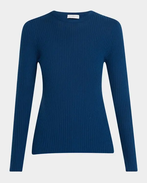 Gabriela Hearst Browning Long-sleeve Cashmere-silk Top - Washed Denim