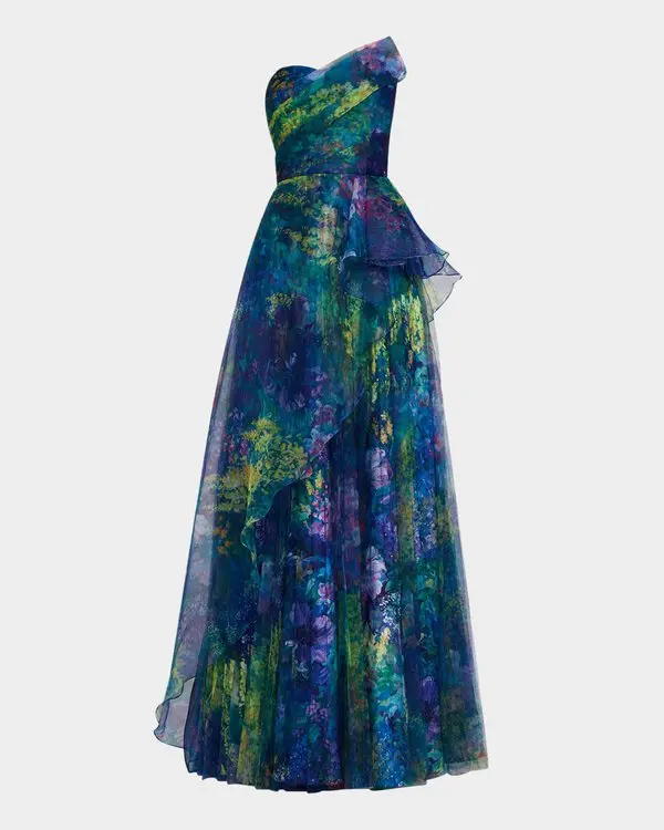 Theia Taya Strapless Organza Gown - Enchanted Botanica