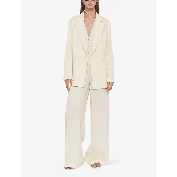 JOSEPH Amelot Pleated Silk-blend Blazer - Seashell
