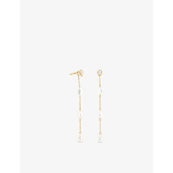 ASTRID & MIYU Pearl Drop Earrings - 18ct Gp Silver