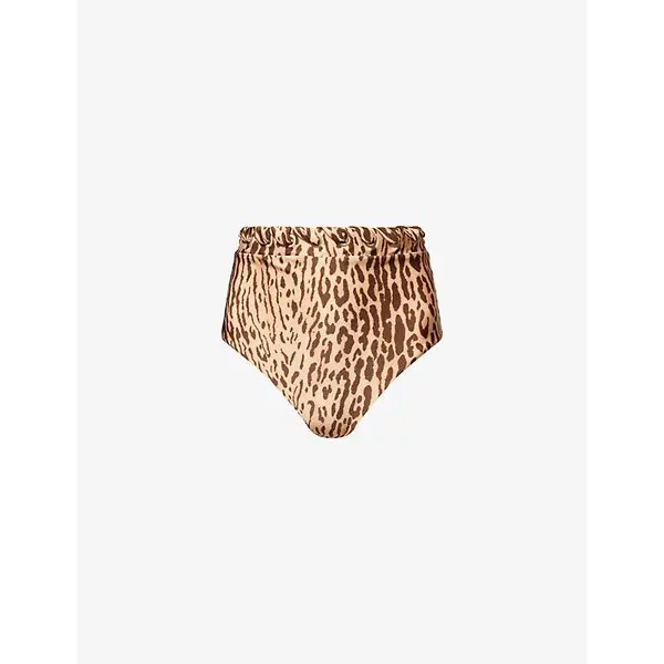 Zimmermann Cascadian Leopard High-waist Bikini Bottoms
