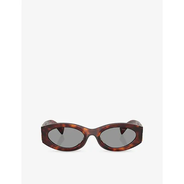 Miu Miu Mu 11ws Oval-frame Sunglasses - Brown