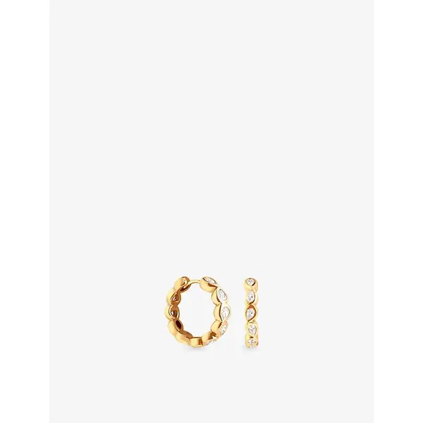 ASTRID & MIYU 18ct Yellow-gold Plated Sterling-silver Cubic Zirconia Hoop Earrings - 18ct Gp Silver