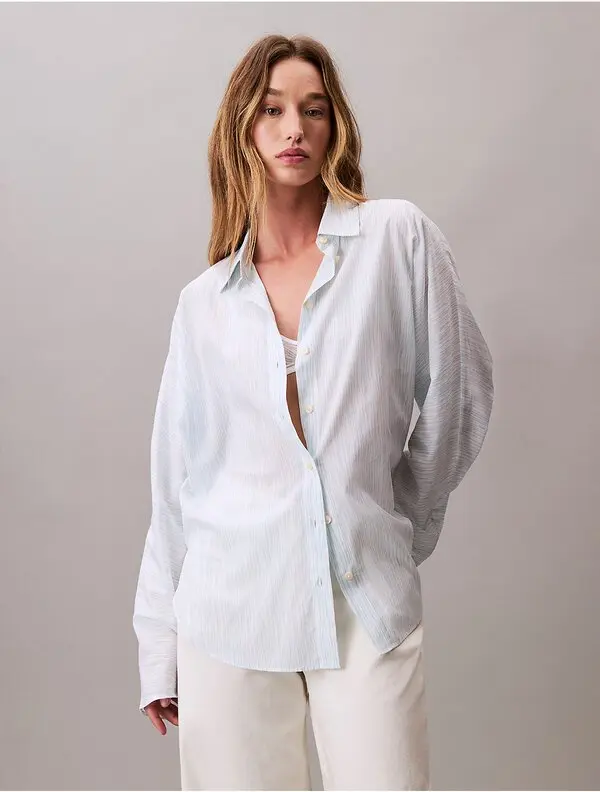 Calvin Klein Printed Dolman Sleeve Button-down Shirt