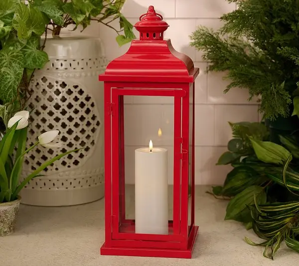 MARTHA STEWART As Is 21' Metal Lantern With Candle & Remote